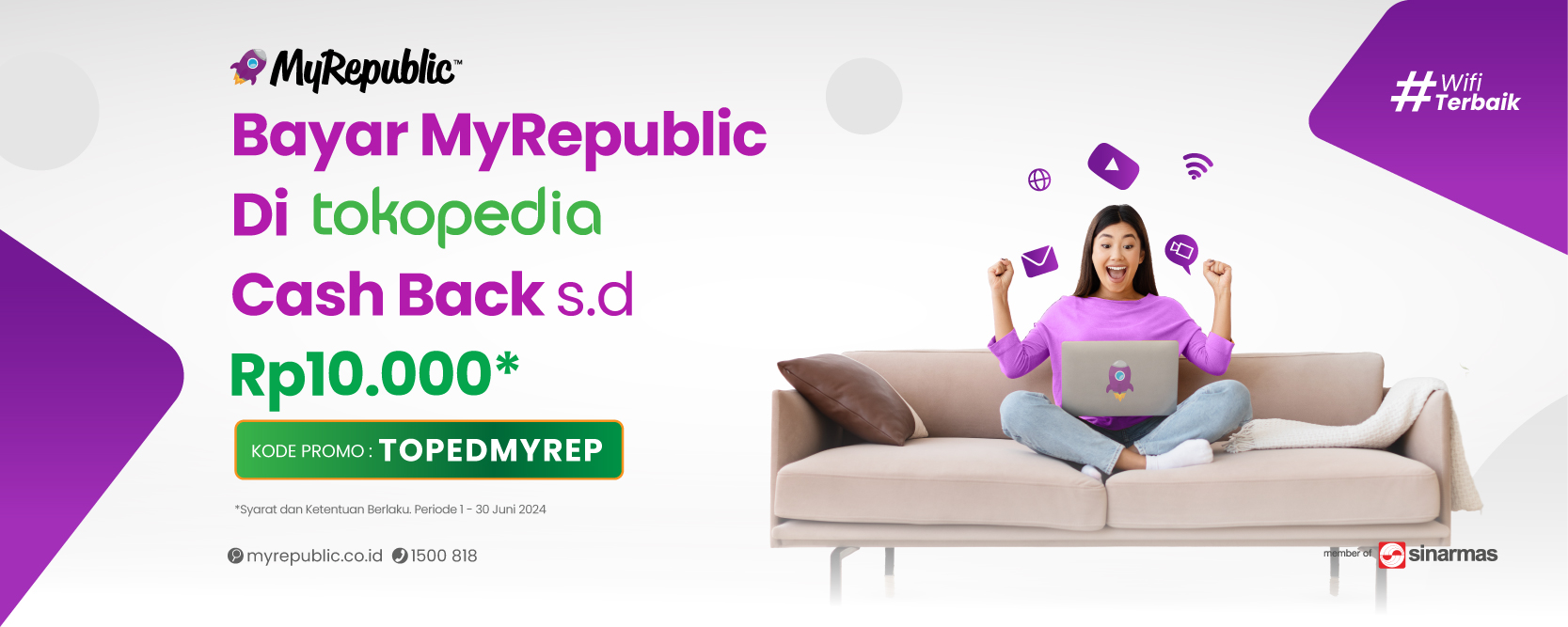 Promo Pembayaran via Tokopedia - Pasang WiFi MyRepublic
